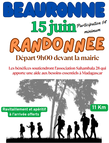 CLUB DE BEAURONNE : Randonnée solidaire 11 kms le 15 juin 2025